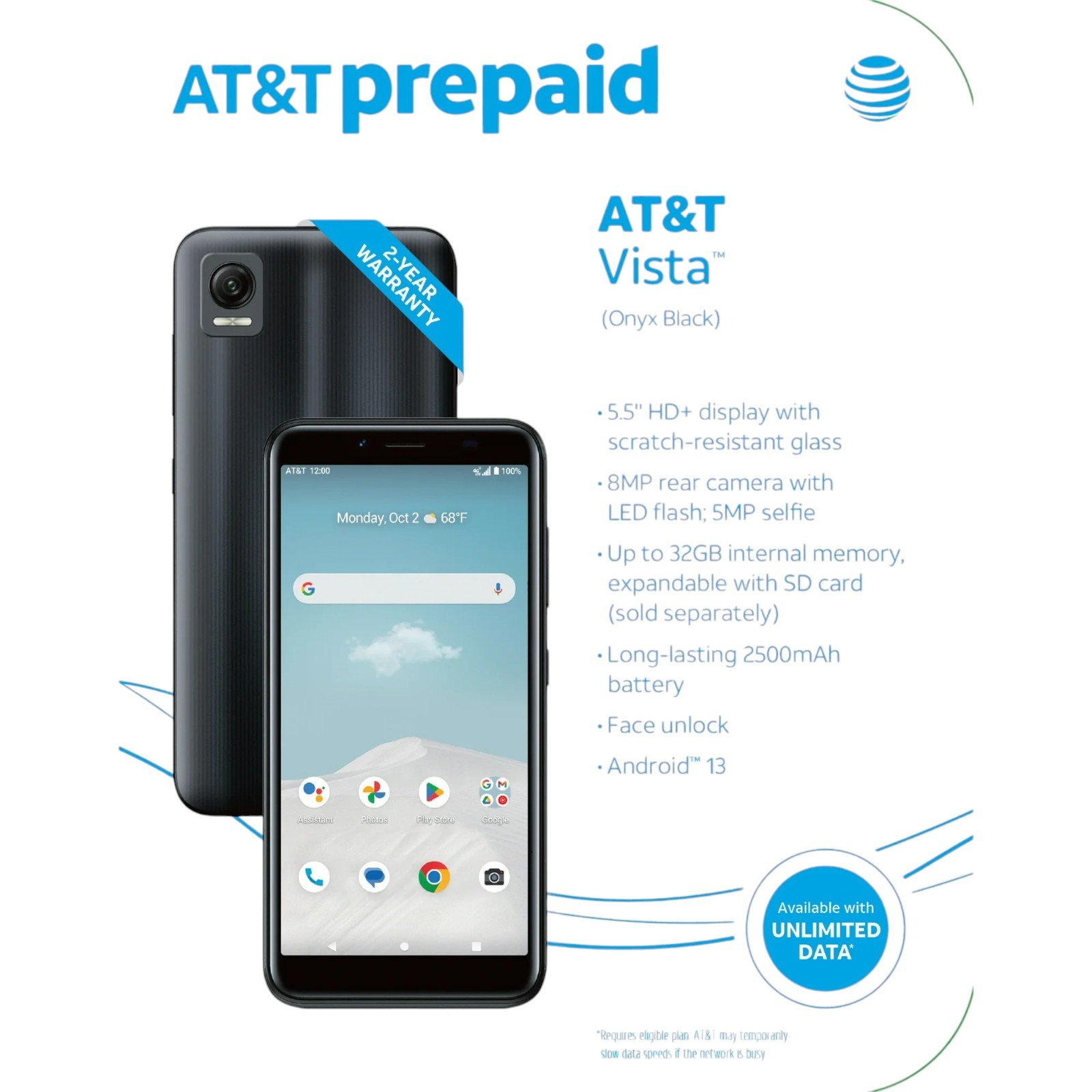 AT&T Vista (WTATTRW2) 4G LTE Smartphone 32GB Expandable Storage 5.5 ...