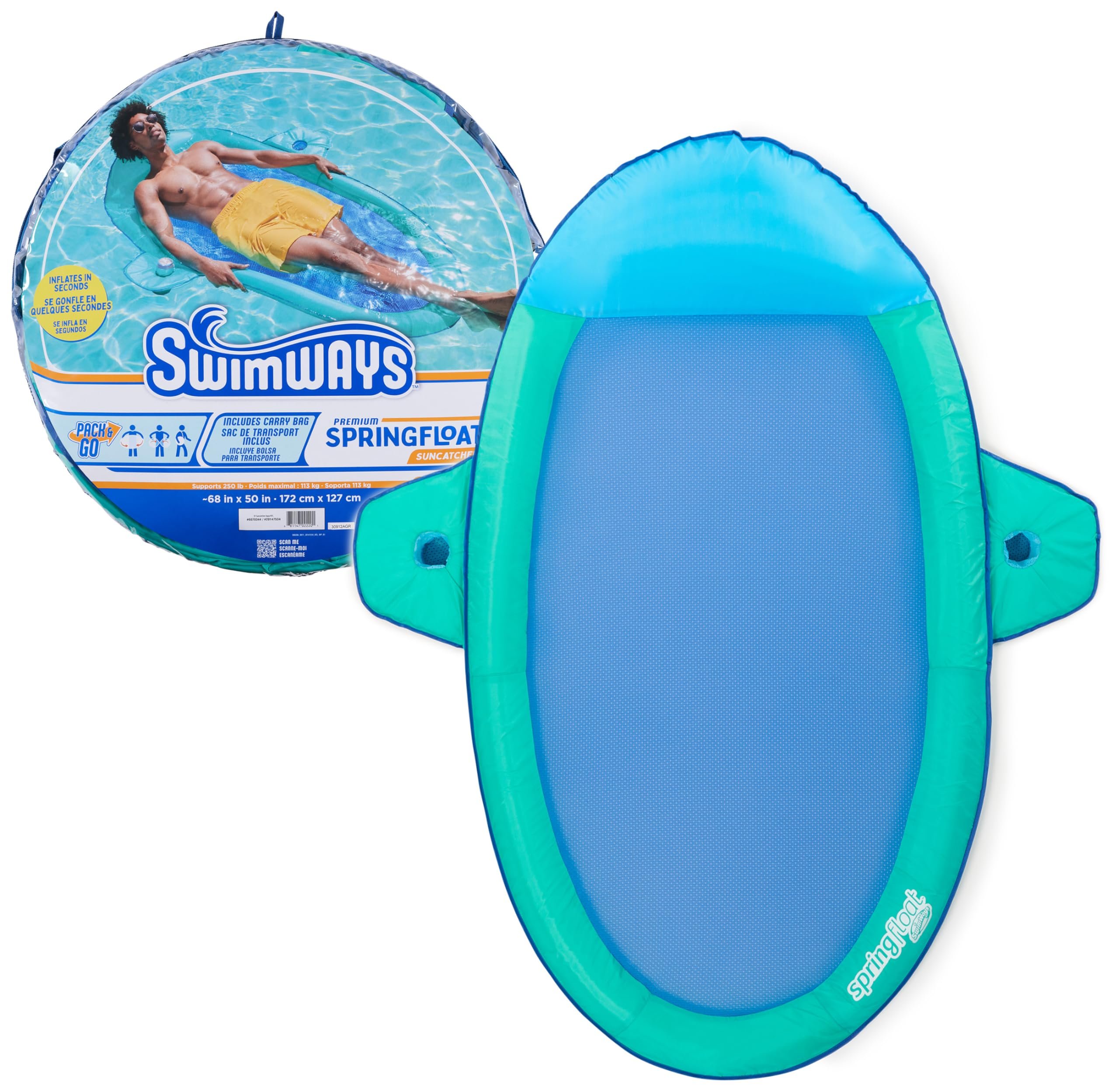 SwimWays Spring Pool Float Premium Suncatcher, Inflatable Pool Lounger ...